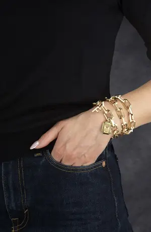 FERRAGAMO Watch Charm Chain Link Necklace