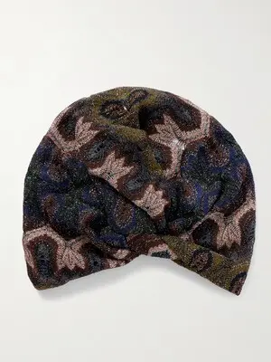 Missoni Metallic Crochet-knit Turban - Brown