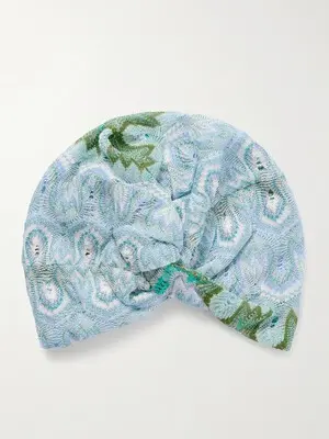 Missoni Metallic Crochet-knit Turban - Blue