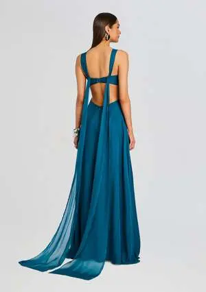 Retrofete Meira Chiffon Dress - Teal