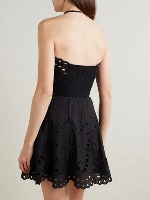 Charo Ruiz Ibiza Bail Broderie Anglaise Cotton-blend Mini Dress - Black