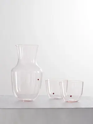 LOBMEYR Alpha Set Of Two Crystal Glass Tumblers And Pitcher - Pink