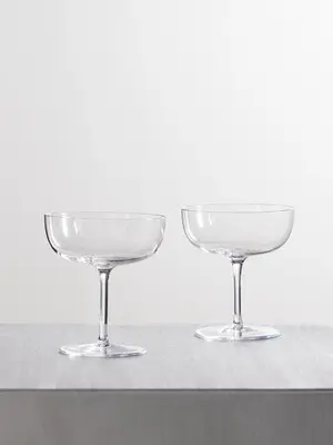 LOBMEYR Set Of Two Crystal Glass Champagne Coupes - Neutrals