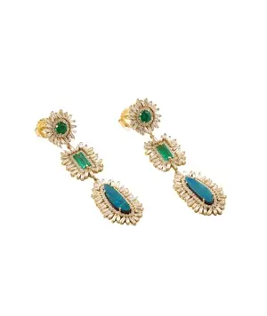 SUZANNE KALAN 18-karat Gold Multi-stone Dangle Earrings - Green