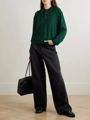 LA LIGNE Ben Oversized Silk, Wool, And Cashmere-blend Polo Sweater