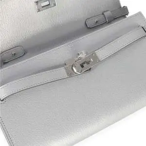 Hermès Argent Metallic Kelly Wallet To Go - Silver