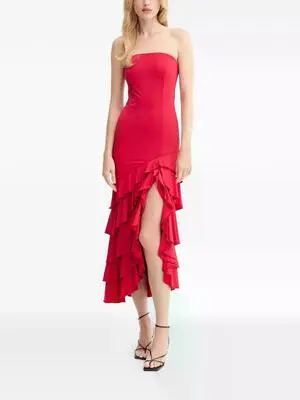 Bardot Ruffled Strapless Midi Dress