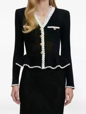 SELF-PORTRAIT Lace-trim Peplum Midi Dress