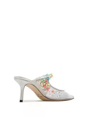 JIMMY CHOO Floral Appliqué Mules