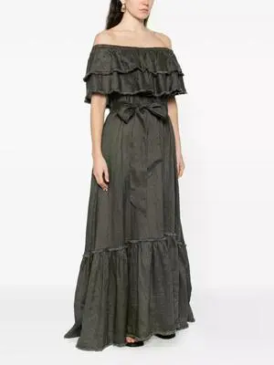 P.a.r.o.s.h Belted Maxi Dress - Grey