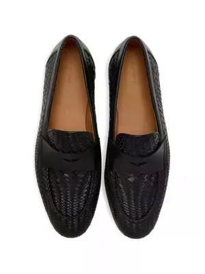 Magnanni Woven Penny Loafers - Black