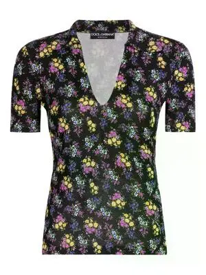 Dolce & Gabbana Floral Print T-shirt - Black