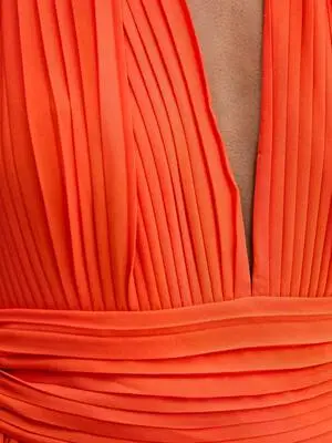 Bardot Halter-neck Pleated Maxi Dress