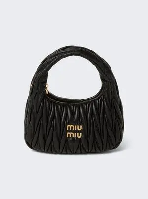 Miu Miu Wander Matelassé Nappa Leather Hobo Bag - Black
