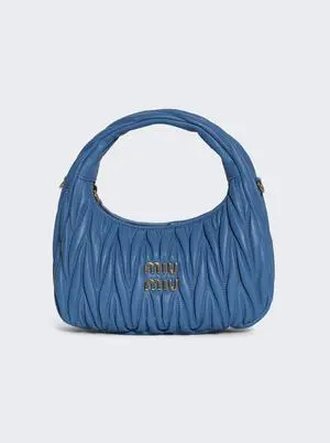 Miu Miu Wander Matelassé Nappa Leather Hobo Bag - Blue