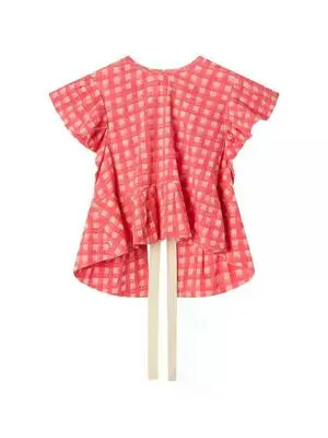 LEE MATHEWS Nina Ruffled Check Blouse