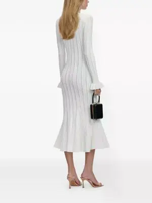 SELF-PORTRAIT Jewel-button Ruffled Midi Dress - Neutrals