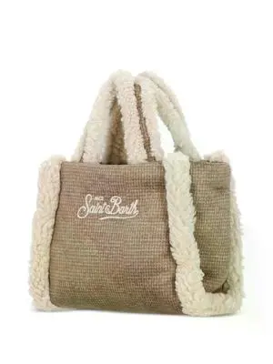 MC2 SAINT BARTH Mini Embroidered-logo Shearling Tote Bag