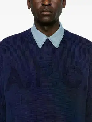 A.p.c. Logo-detail Crew-neck Sweater - Blue