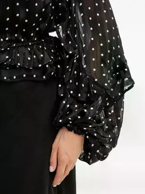 Bardot Ruffled Polka Dot Blouse