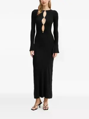 Bardot Nautico Cut-out Ribbed Maxi Dress - Black