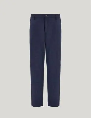 Canali Denim Tapered Chinos In Comfort Wool - Blue