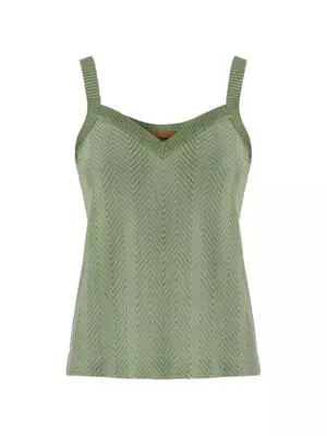 Missoni Sleeveless Chevron Knit Top - Green