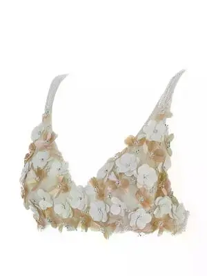 P.a.r.o.s.h Floral-embellished Sequin Bandeau Top