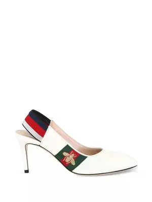 Gucci 10mm Sylvie Embroidered Slingback Pumps