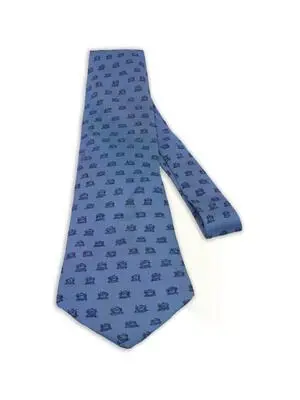 Hermès Owl Printed Necktie - Blue