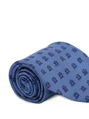 Hermès Owl Printed Necktie - Blue