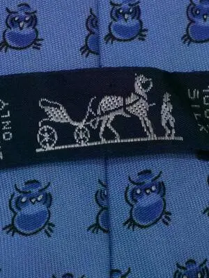 Hermès Owl Printed Necktie - Blue