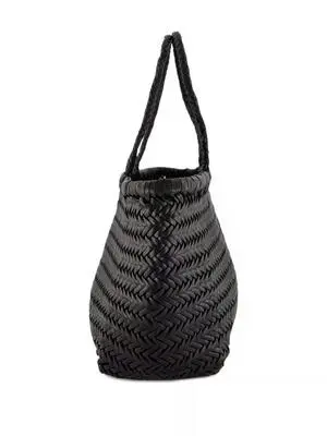 Dragon Diffusion Triple Jump Woven Leather Tote Bag - Black