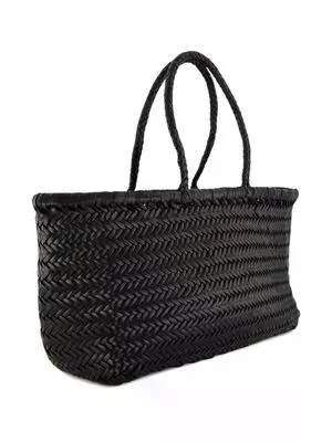 Dragon Diffusion Triple Jump Woven Leather Tote Bag - Black