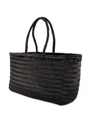 Dragon Diffusion Triple Jump Woven Leather Tote Bag - Black