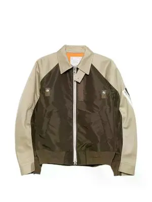 Sacai Colourblock Zip-up Jacket - Brown