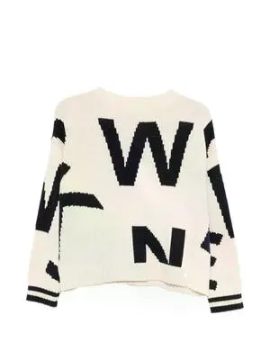 Max Mara Long-sleeve Letter Print Sweater - Neutrals