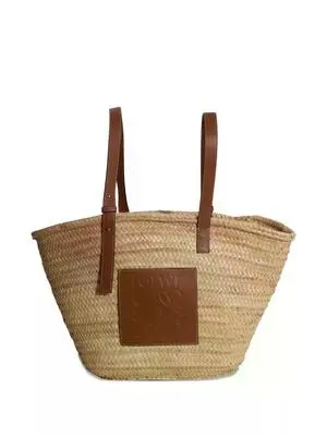 Loewe Large Anagram Raffia Basket Tote Bag