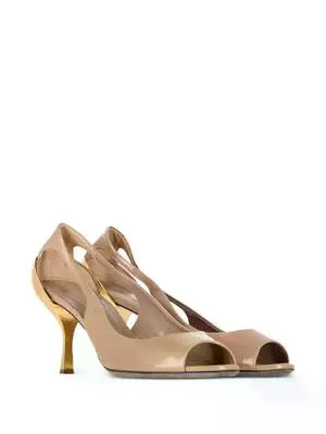 SERGIO ROSSI 80mm Leather Open Toe Pumps