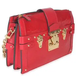 LOUIS VUITTON Cherry Monogram Vernis Trunk Clutch - Red