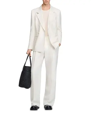 Sandro Double Breasted Linen Suit Jacket