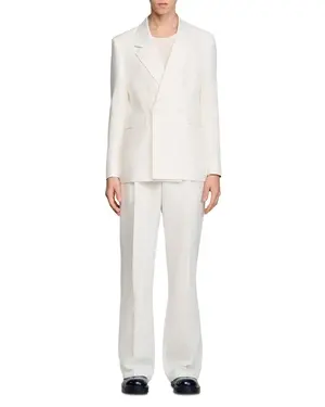 Sandro Double Breasted Linen Suit Jacket