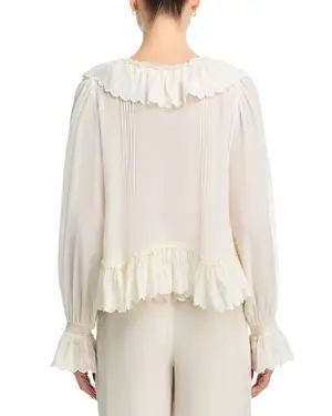 LoveShackFancy Avee Silk Ruffled Blouse