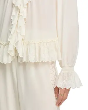 LoveShackFancy Avee Silk Ruffled Blouse