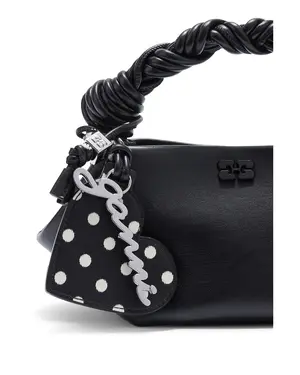 GANNI Bou Heart Mirror Bag Charm - Black