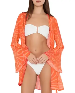MILLY Jessie Abstract Kai Print Swim Cover Up - Orange Multi