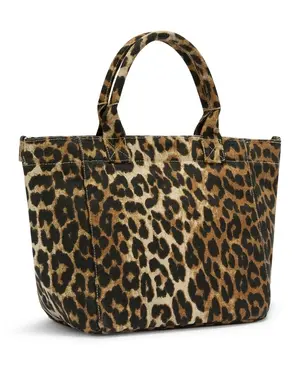 GANNI Small Daisy Duck Leopard Print Shopper Tote