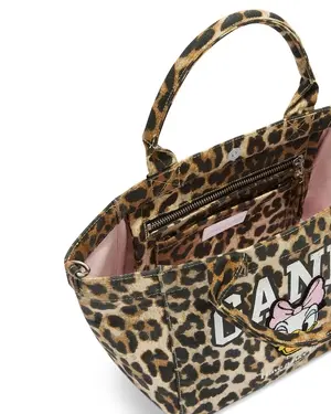 GANNI Small Daisy Duck Leopard Print Shopper Tote