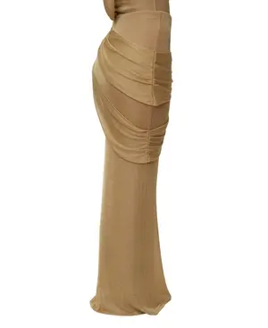 JLUXLABEL Metallic Maxi Skirt - Gold