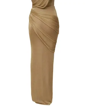 JLUXLABEL Opulent Metallic Maxi Skirt - Gold
